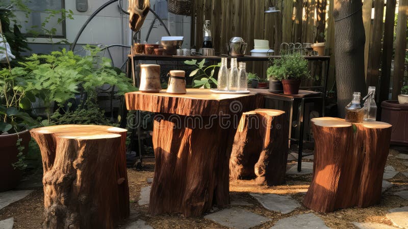 Table tree stumps stock illustration. Illustration of table - 368347570
