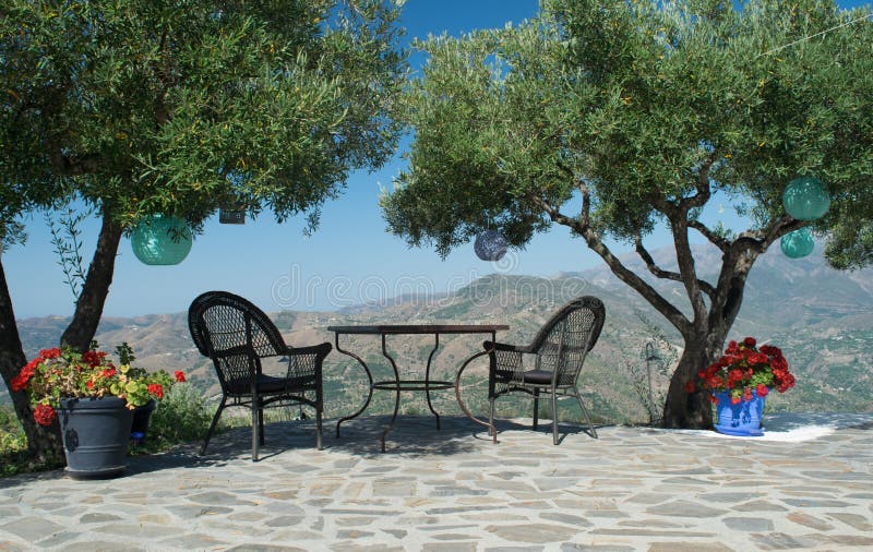 Table, Two Chairs an a Beautiful View Stock Photo - Image of ...