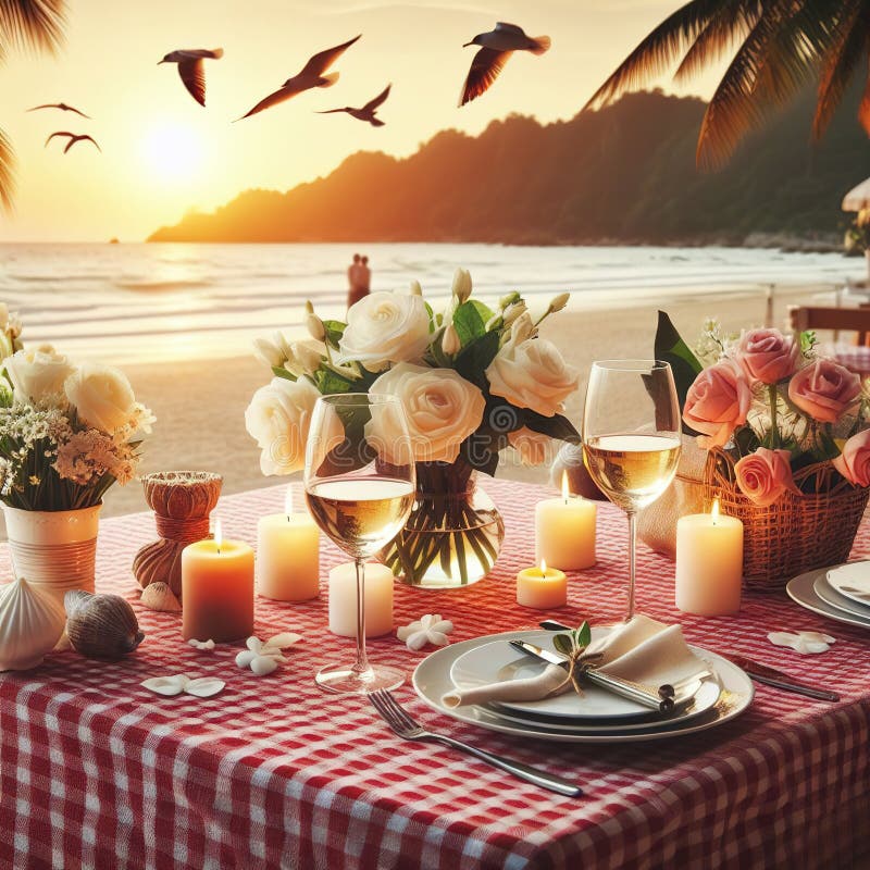 Table for Two for a Romantic Dinner. Generative AI Stock Image - Image ...