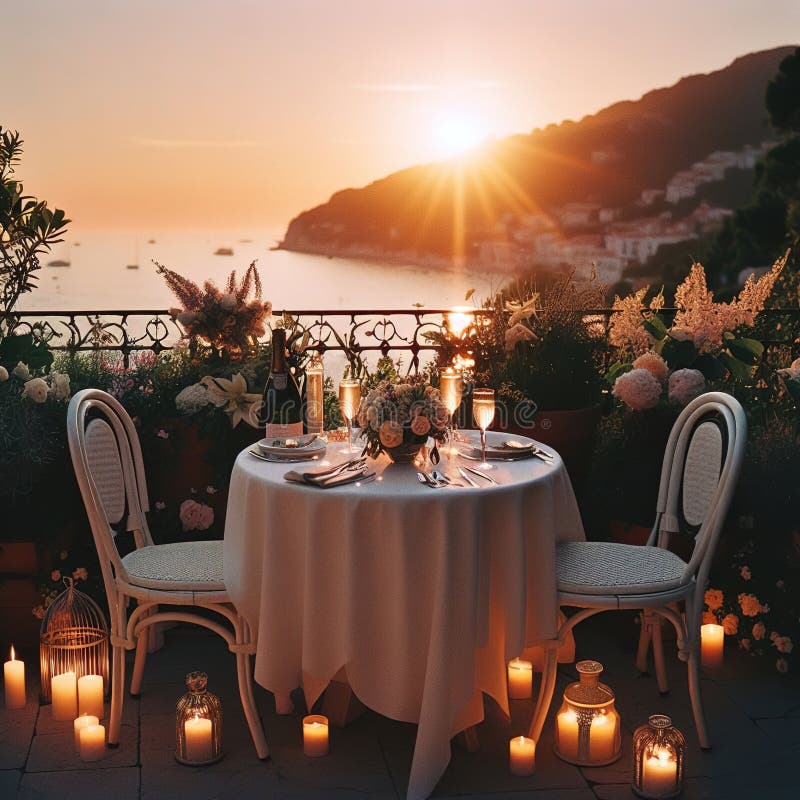 Table for Two for a Romantic Dinner. Generative AI Stock Image - Image ...