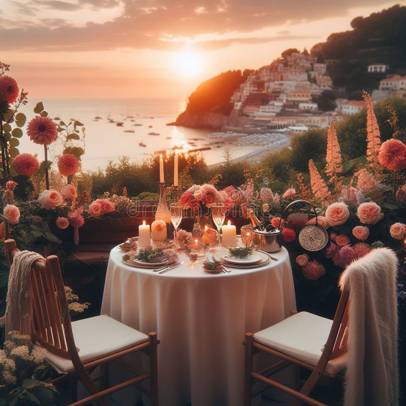 Table for Two for a Romantic Dinner. Generative AI Stock Photo - Image ...
