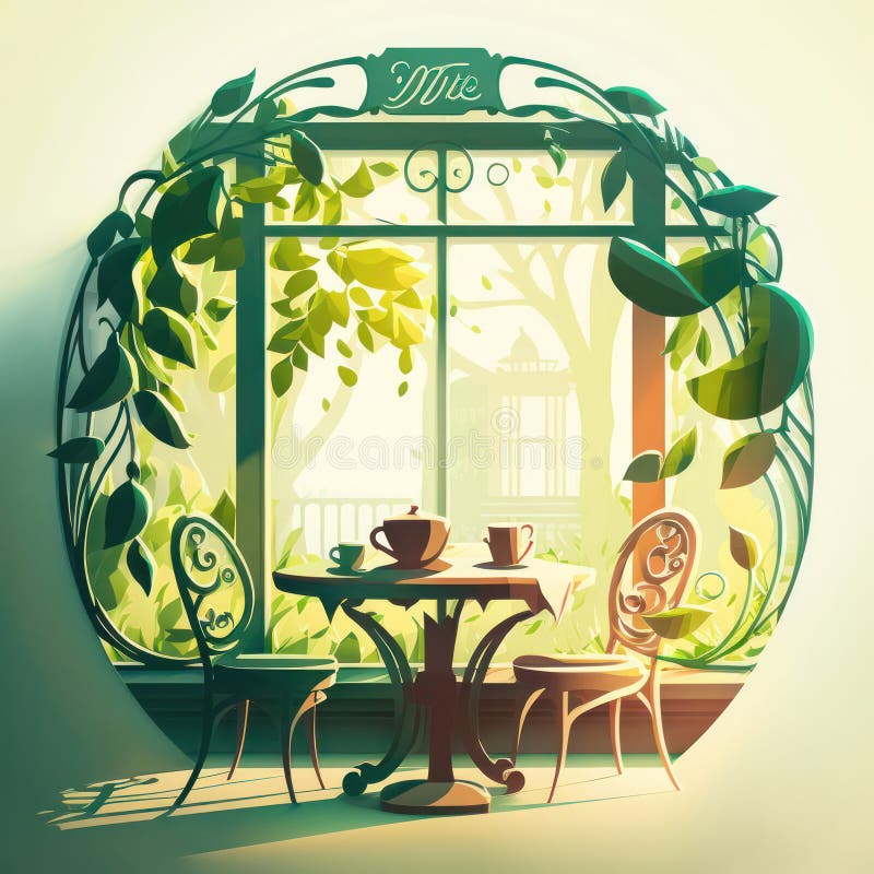 Table for Two in a Street Cafe Drawing . Stock Illustration ...