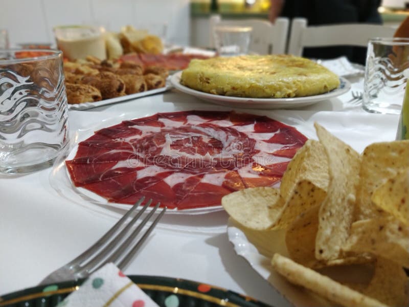 Table with Typical Spanish Food Stock Image - Image of delicious, menu ...