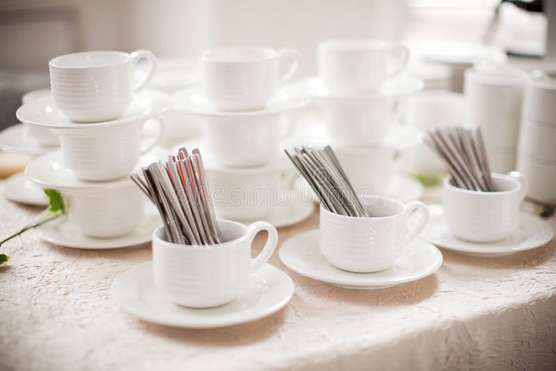 Table Utensils, Spoon, Fork, Coffee Cup Stock Image - Image of bouquet ...