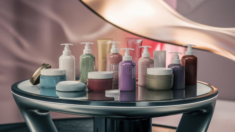 A Table with a Variety of Different Types and Colors of Cosmetics, AI ...