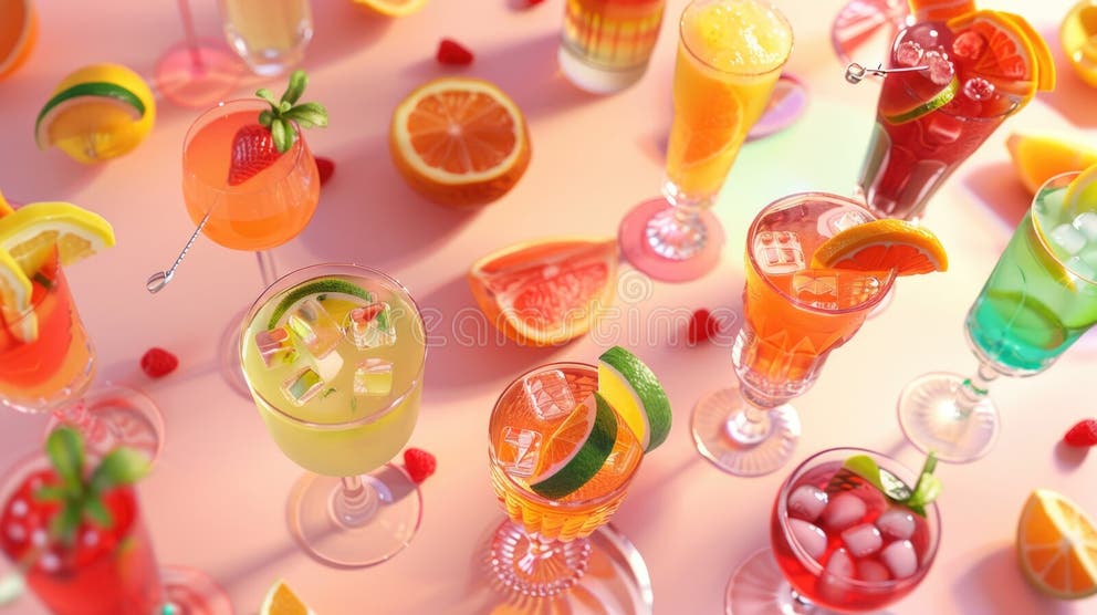 Table with various drinks stock image. Image of food - 374308421