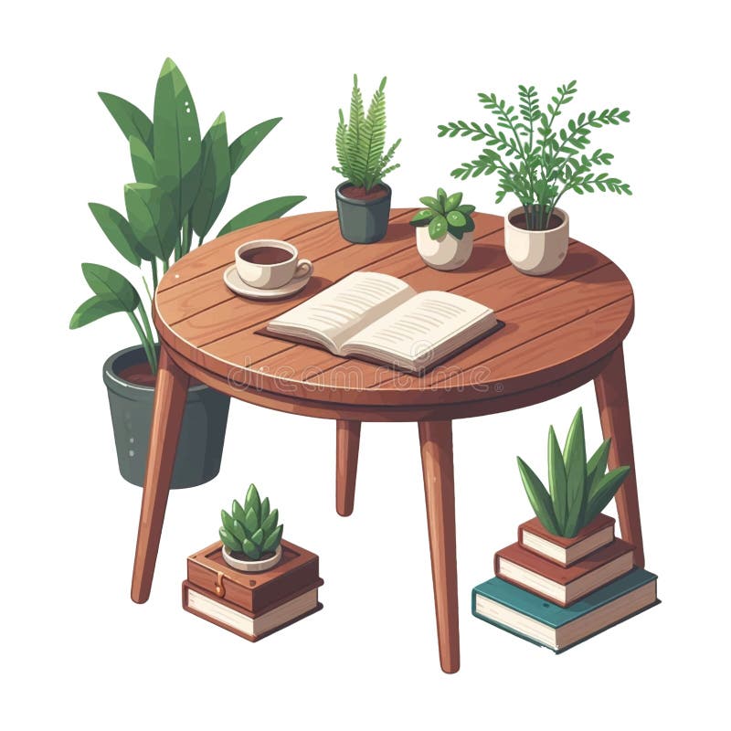 Table vector with book stock illustration. Illustration of surface ...