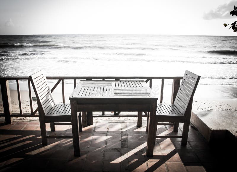 Table on view beach stock photo. Image of style, chair - 65028936