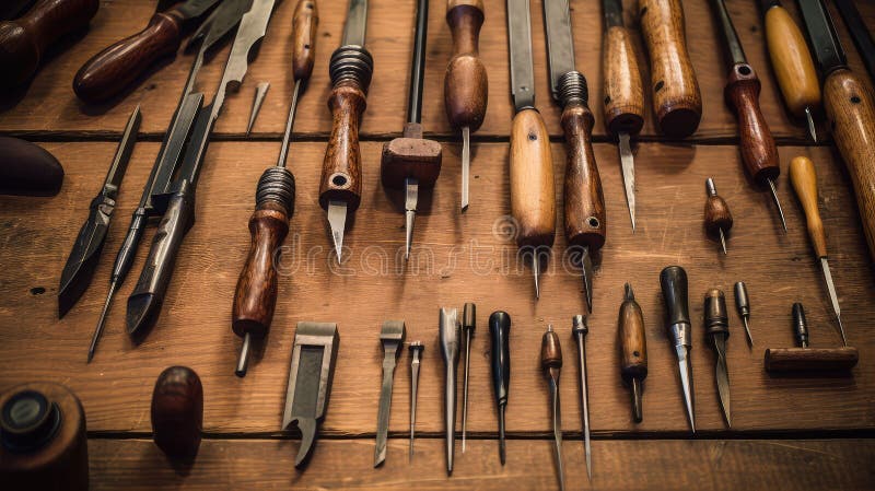 Table vintage wood tool stock illustration. Illustration of carving ...