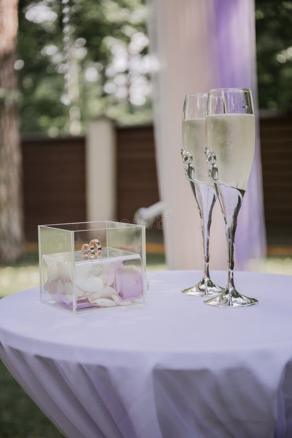 Table for a Wedding Ceremony with Glasses Stock Image - Image of ...