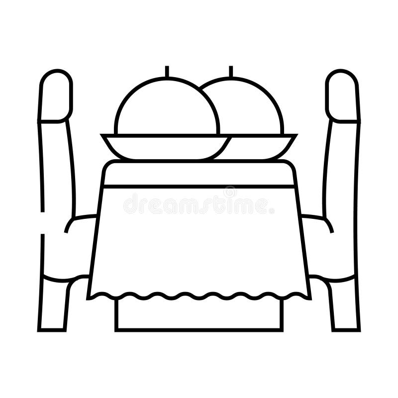 Table For Wedding Day Guests Line Icon Vector Illustration Stock