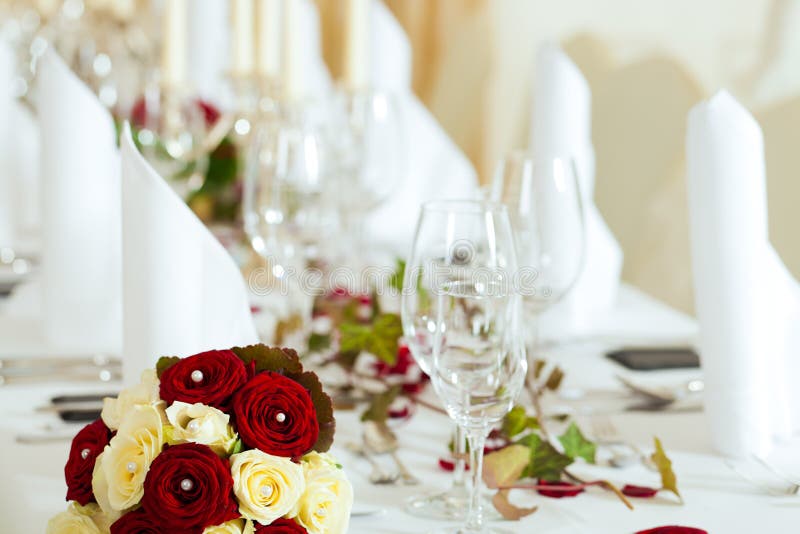 Table at a wedding feast stock image. Image of setup - 22130709