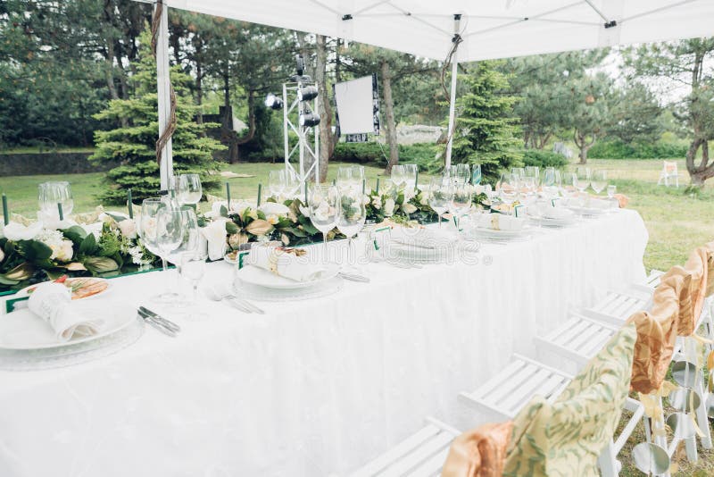 Table for Wedding Reception in the Open Air Stock Photo - Image of ...