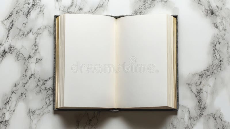 A Table with a White Marble Book Featuring Rose Gold Accents Resting on ...