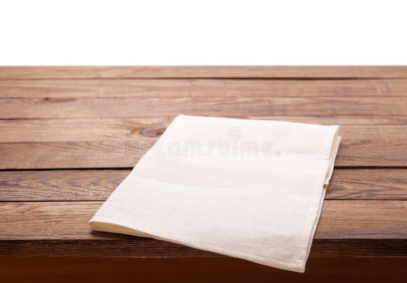 Table with White Napkin Isolated on White. Stock Photo - Image of ...