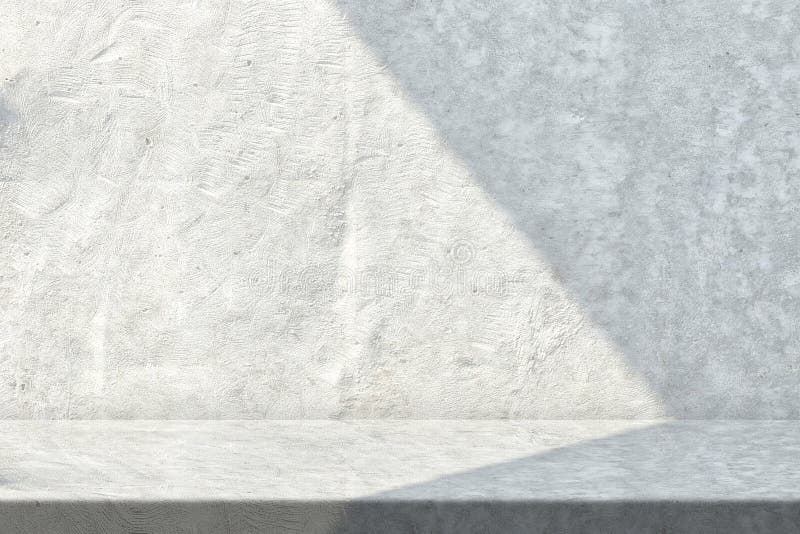 Table with White Stucco Wall Texture Background with Light Beam and ...