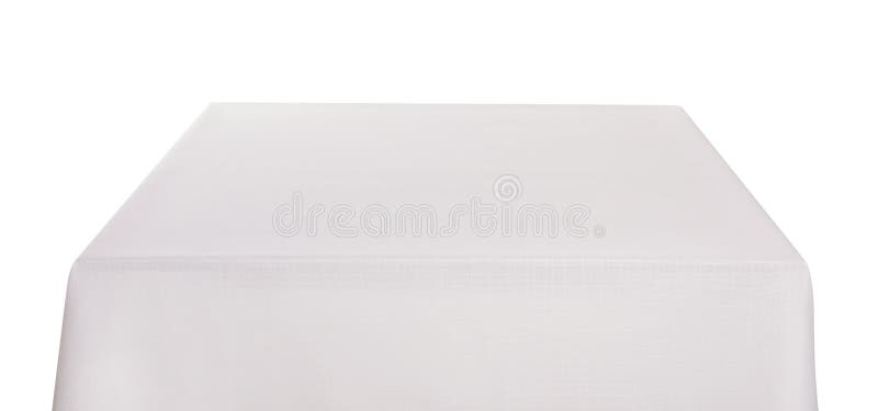 Table with White Tablecloth Isolated on White Stock Photo - Image of ...