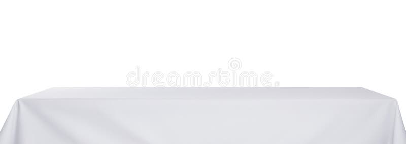Table with White Tablecloth Isolated on White Stock Image - Image of ...