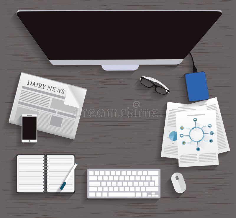 Table, Working, Businees, Meeting, High Angle View Stock Illustration ...
