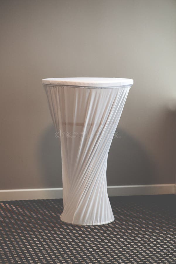 Table Wrapped with White Table Cloth Stock Image - Image of style ...