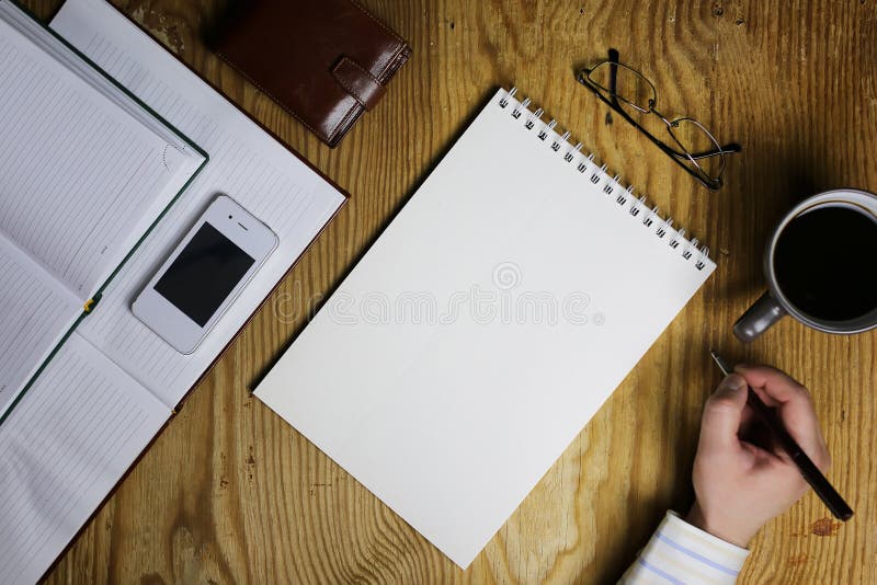 Table Write Hand Office View Stock Photo - Image of expertise, note ...