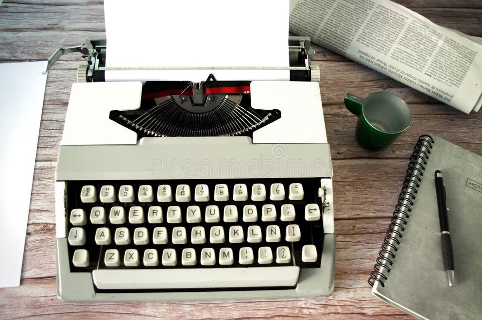 Table of a Writer or Journalist with an Old Typewriter Stock Image ...