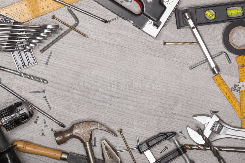 Tableau avec des outils photo stock. Image du construction - 100330512