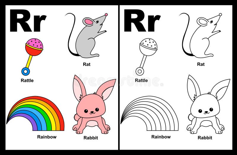 Tableau de la lettre R illustration de vecteur. Illustration du mignon ...