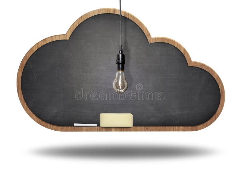 Tableau Noir De Forme De Nuage Avec L'ampoule Image stock - Image du ...