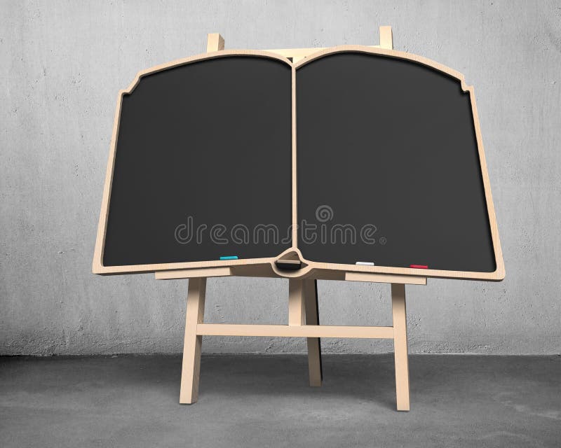 Tableau Noir Vide Dans La Forme De Livre Sur Le Chevalet Illustration ...