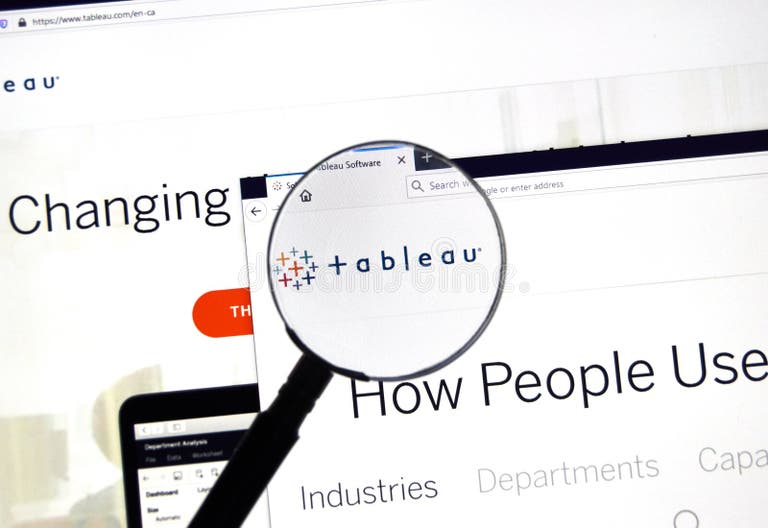 Tableau Software Official Web Site and Logo Under Magnifying Glass ...
