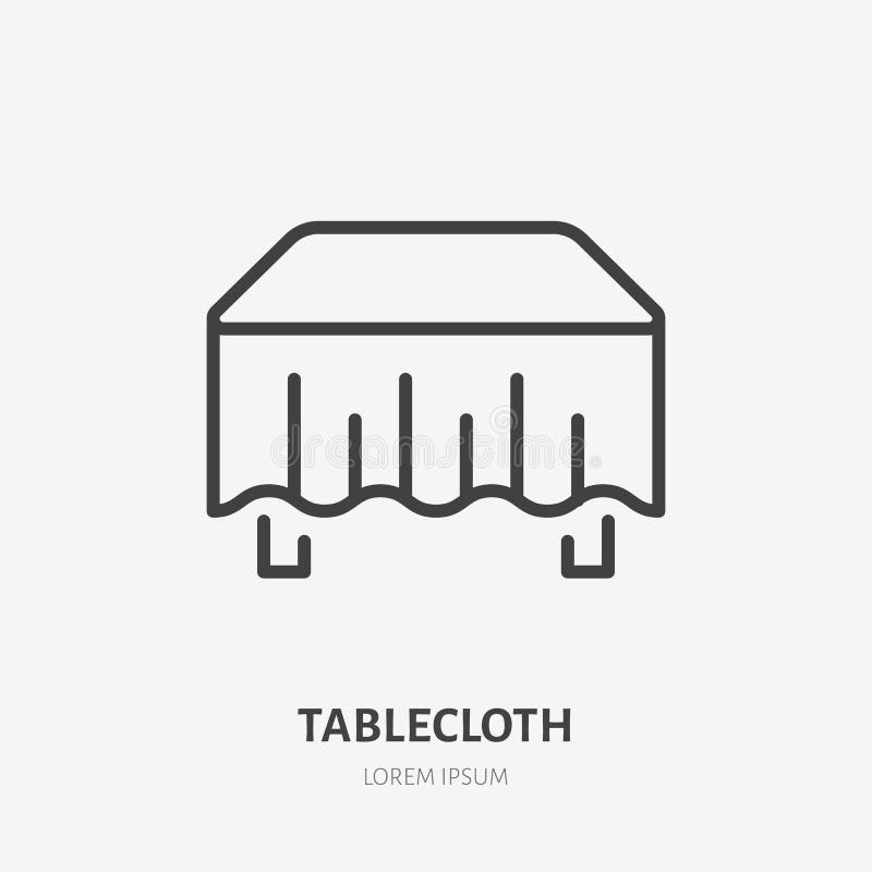 Tablecloth Flat Line Icon. Dining Room Sign, Illustration of Table with ...
