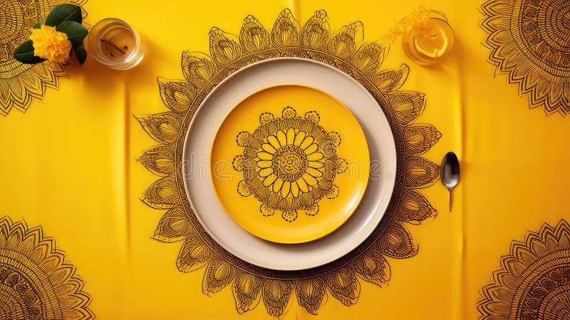Tablecloth Mandala Border Yellow Stock Illustration - Illustration of geometric, artistic: 368947494