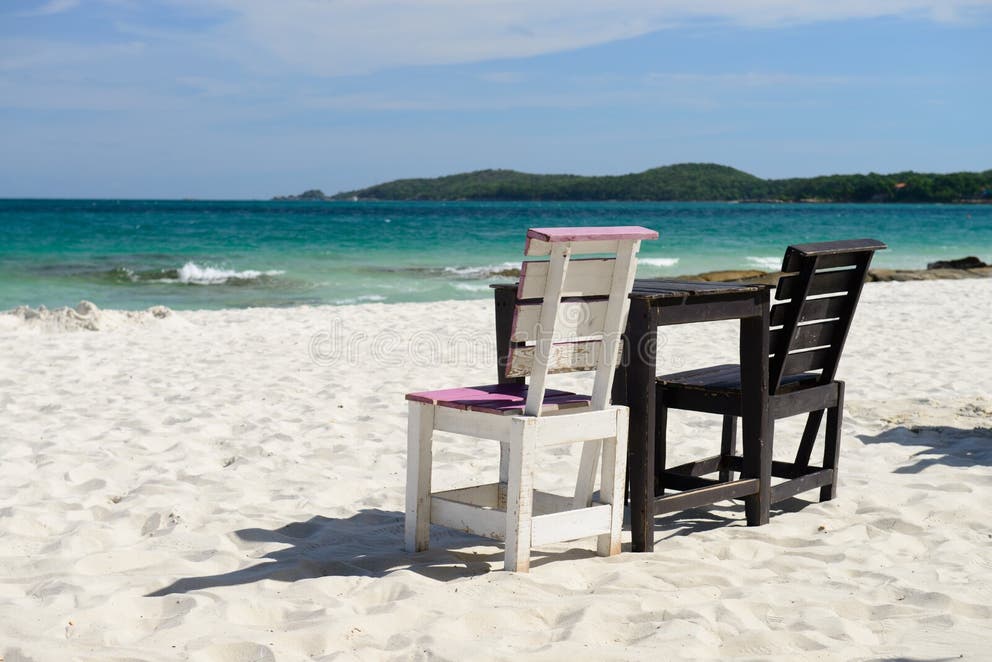 Tables on a beach stock photo. Image of summer, ocean - 55219166
