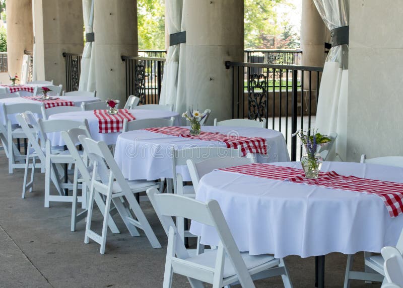 Tables Being Set Up for a Dinner Event Stock Image - Image of ...