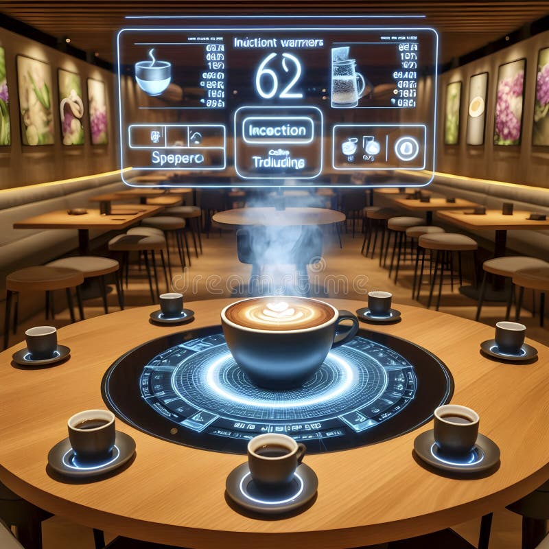 Tables with Built-in Induction Warmers Keeping Coffee at Perfect ...