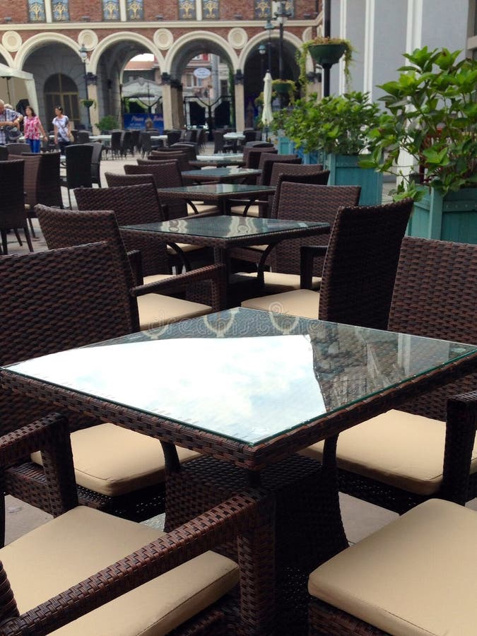 Tables in cafe stock image. Image of cafe, openair, number - 42748477