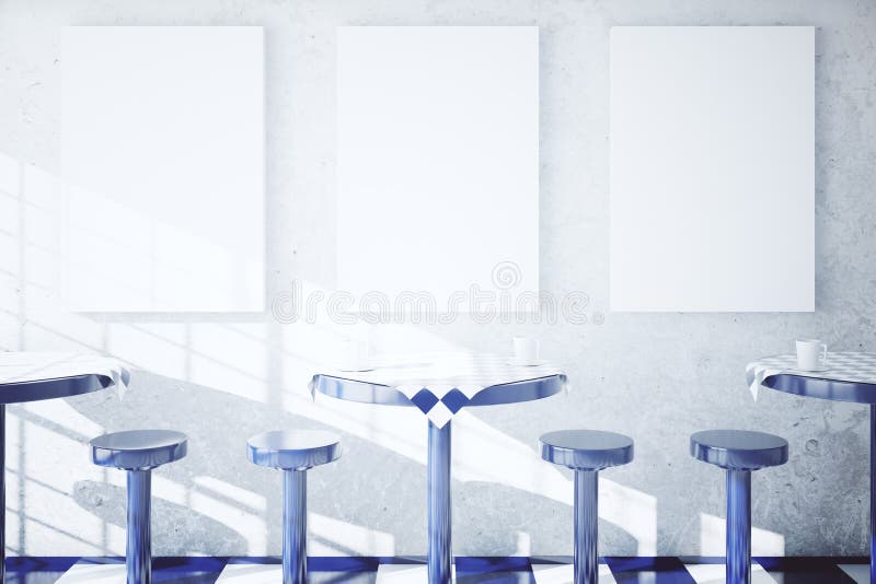 Tables, Chairs and Blank Banners Stock Illustration - Illustration of ...