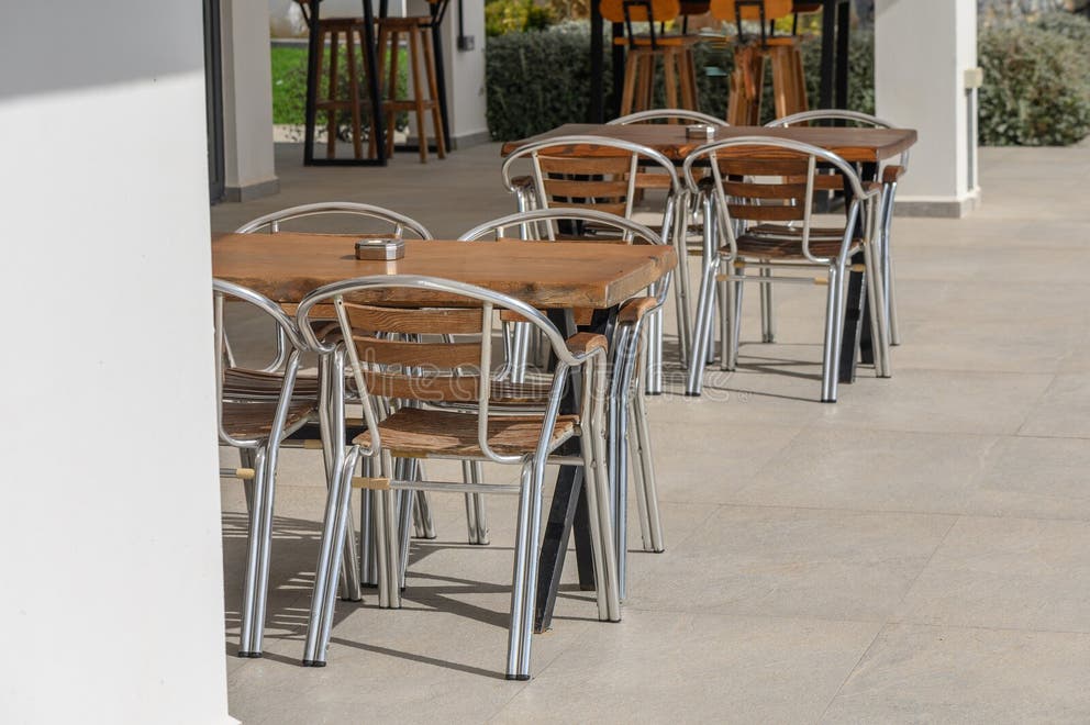 Tables and Chairs in a Cafe in Cyprus 1 Stock Image - Image of drink ...