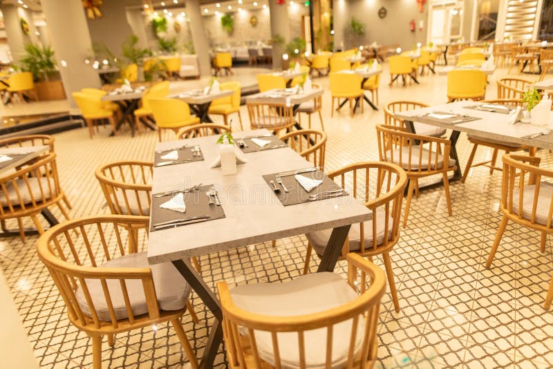 Tables with Chairs in a Cafe. Stock Image - Image of furniture, modern ...