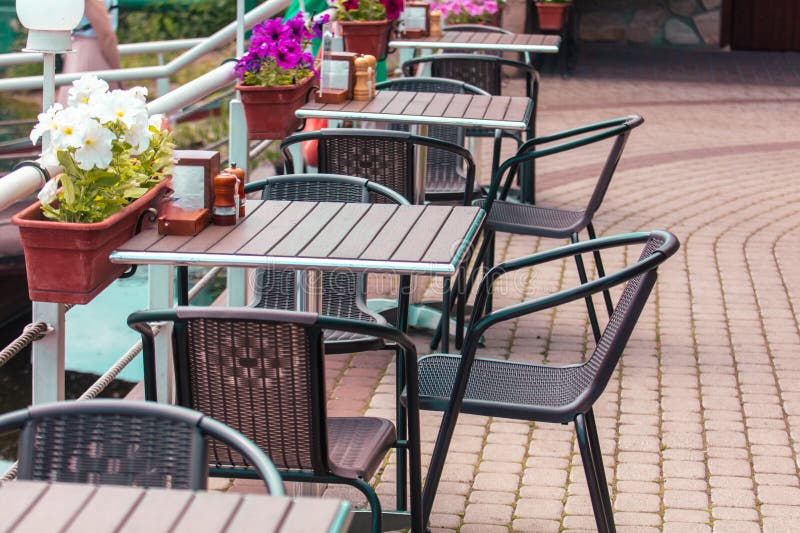 Tables with Chairs in a Cafe in Nature Stock Photo - Image of landscape ...