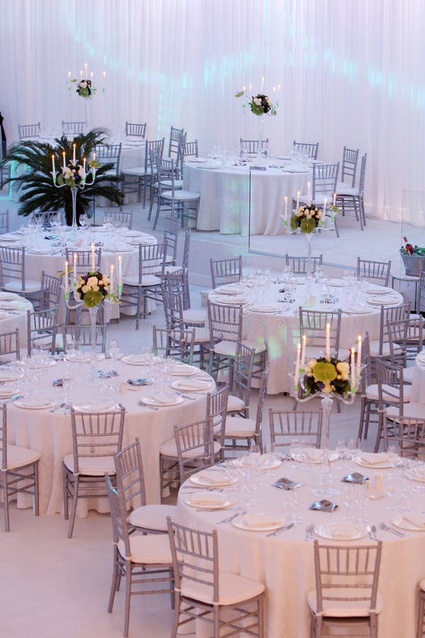 Hotel Ballroom with Luminous Tables and a Bar Unit Stock Image - Image ...