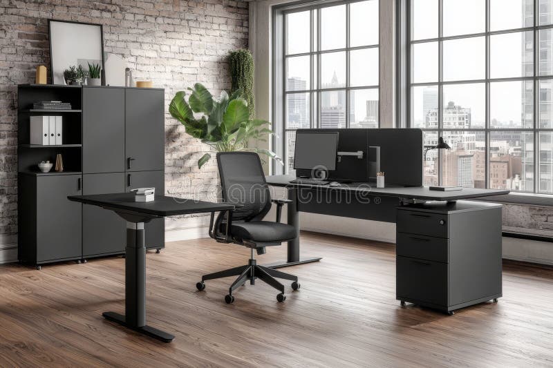 Tables and Computers are Arranged in a White Coworking Environment with ...