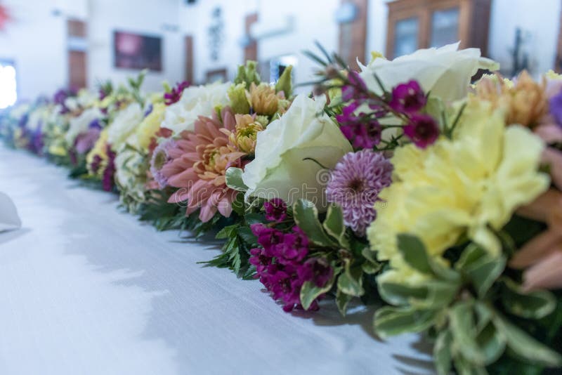 Tables with Flowers for Wedding Decorations Stock Image - Image of ...