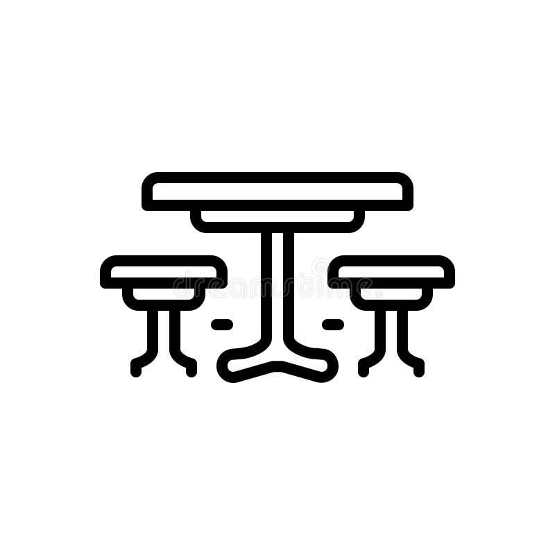 Black Line Icon for Tables, Dinner Table and Wooden Stock Vector ...