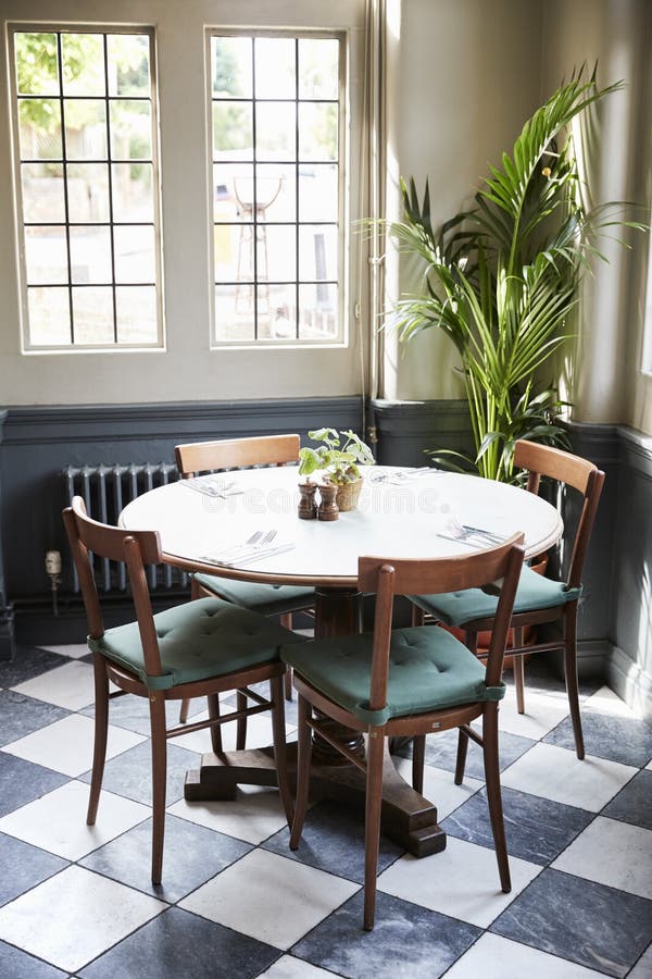 Tables Laid for Service in Empty Restaurant Stock Image - Image of ...