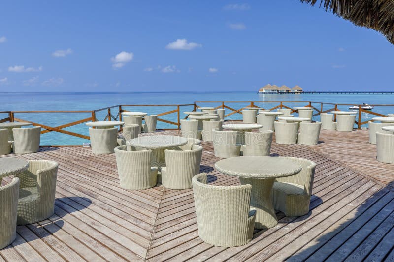 Tables on the Open Veranda in the Restaurant Overlooking the Ocean ...