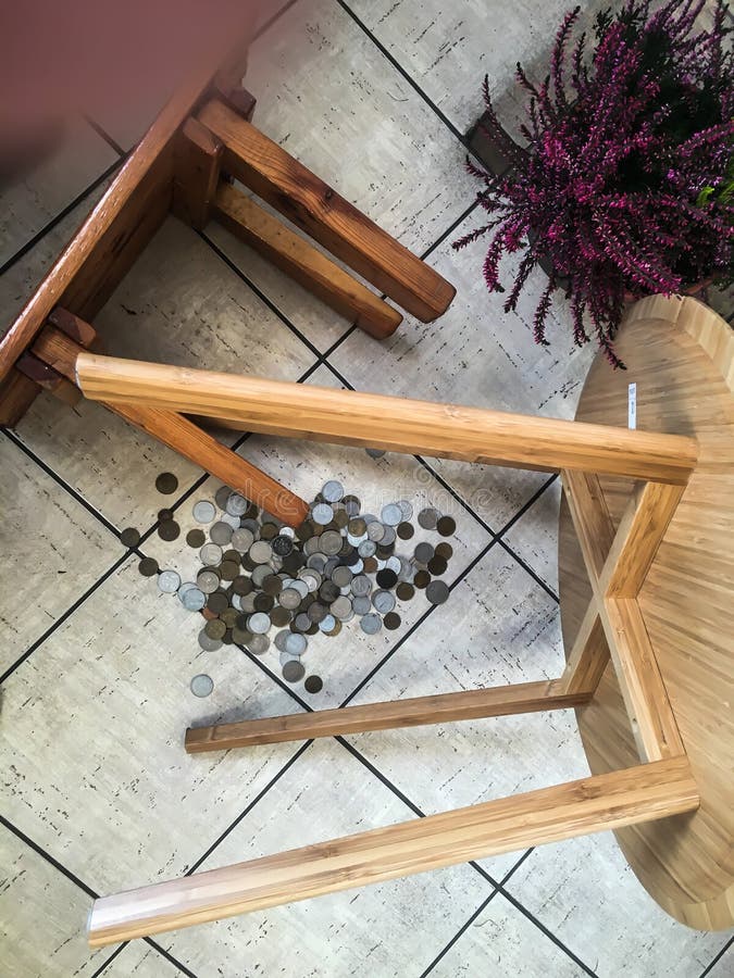 Tables Overturned and Coins Strewn Stock Image - Image of beginning ...