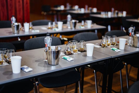 Celebration Setup with Drinks, Glasses, and Refreshments in a Formal ...