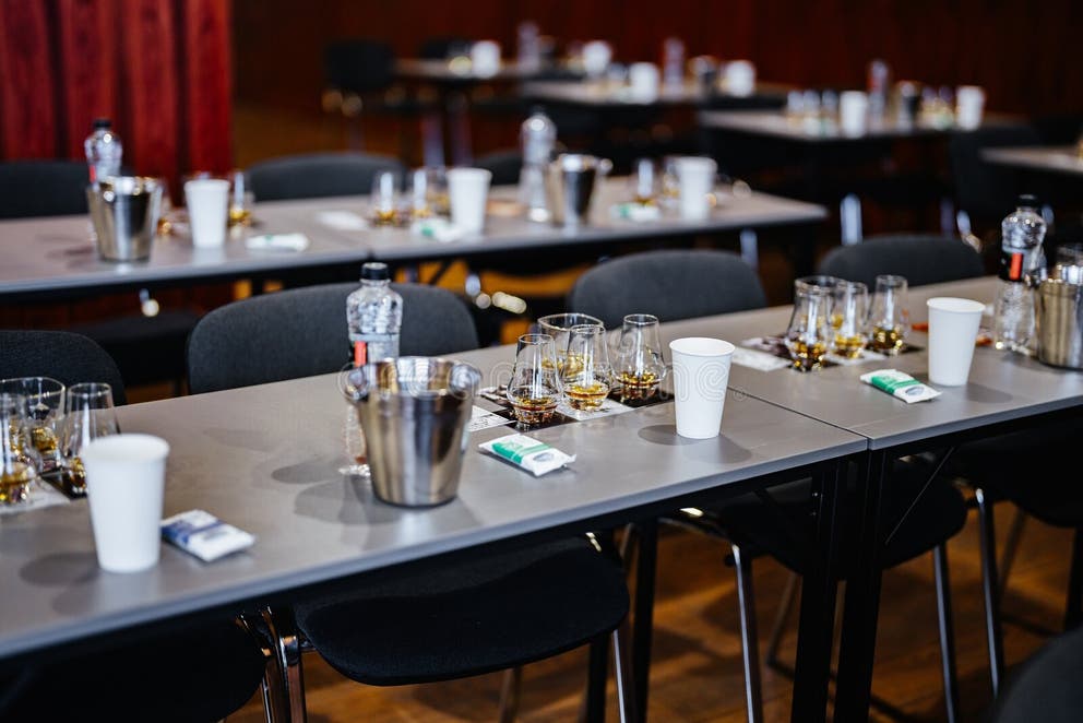 Celebration Setup with Drinks, Glasses, and Refreshments in a Formal ...